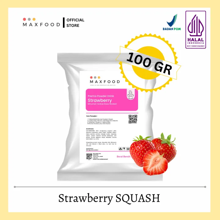 STRAWBERRY SQUASH / BUBUK MINUMAN SQUASH RASA STROBERI 100 GR | Lazada ...