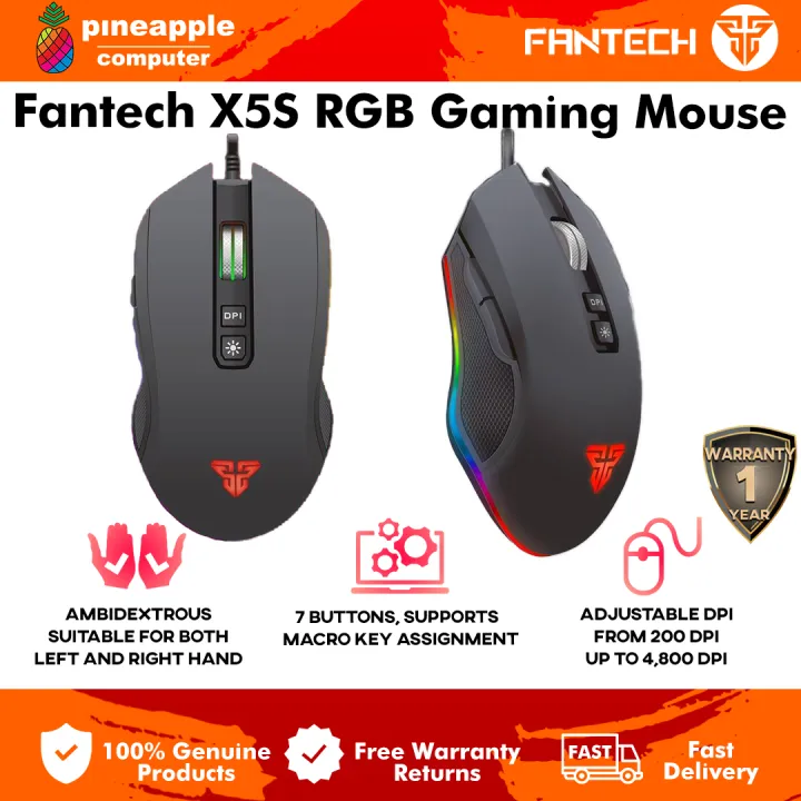 FANTECH X5s ZEUS Gaming Mouse 4800DPI Six Macro Programmable Buttons ...