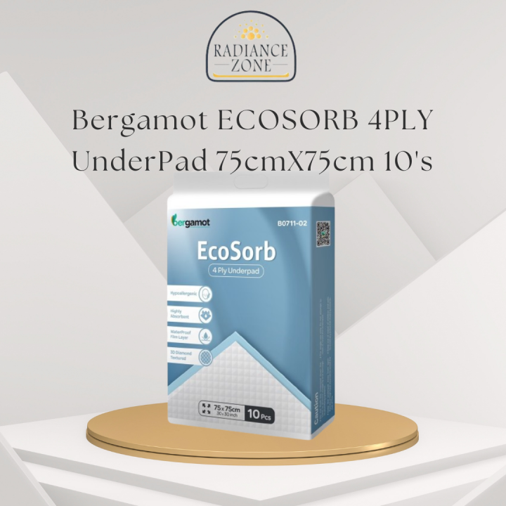 Bergamot ECOSORB 4PLY UnderPad 75cmX75cm 10's | Lazada