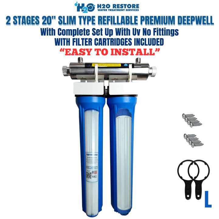 Water Filtration System Top Selling 2 Stages 20" Slim Type Refillable ...