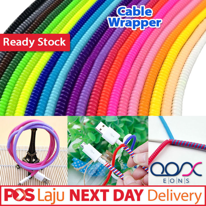 EONS 💖 Cable Wrapper Spring DIY Protection Solid Color Wire Rope Data ...
