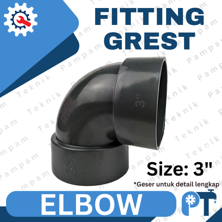 Elbow 3 inch Grest - Knee 3 Grest Knie polos 3in sambungan keni pipa ...
