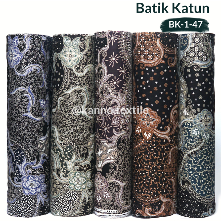 Kain Batik Katun Primisima Halus BK-1-47 Motif Abstrak Warna Biru/Oren/Merah/Hijau/Abu/Ungu ...