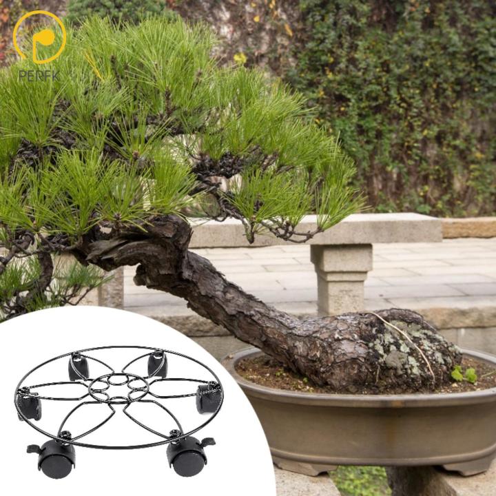 Perfk Plant Pot Caddy Potted Plant Dolly Heavy Duty with Wheels Metal ...