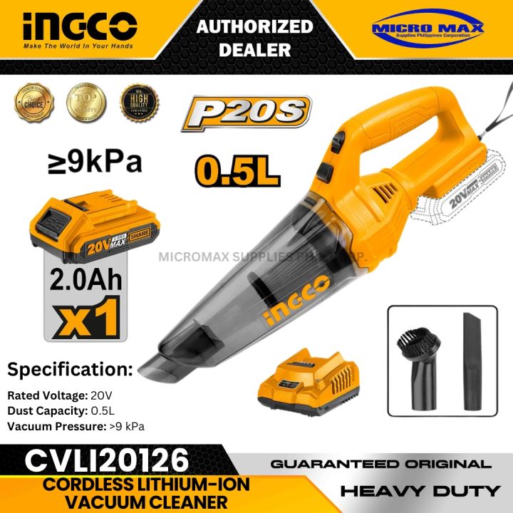INGCO CVLI20126 P20S Cordless Lithium-Ion Vacuum Cleaner | Lazada PH