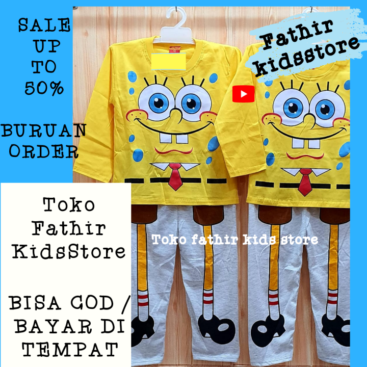 STELAN BAJU PIYAMA ANAK LAKI-LAK LENGAN I PANJANG GAMBAR SPONGEBOB ...