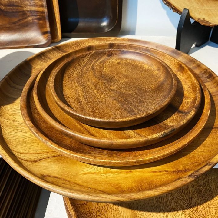 Set of 3 Acacia Round Wooden Plates/ Wood Plates/ Acaciawares ...