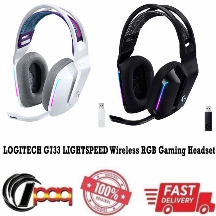 Logitech G733 LIGHTSPEED Wireless RGB Gaming Headset (Black / White ...