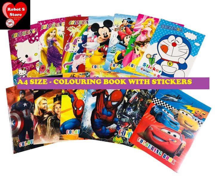 Colouring book A4 size With Sticker early learning kids buku warna ...
