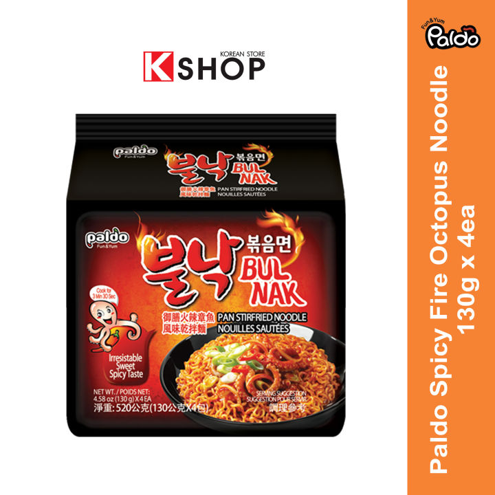Paldo Spicy Fire Octopus Noodle (130g x 4) - EXP Date: NOV 2025 | Lazada