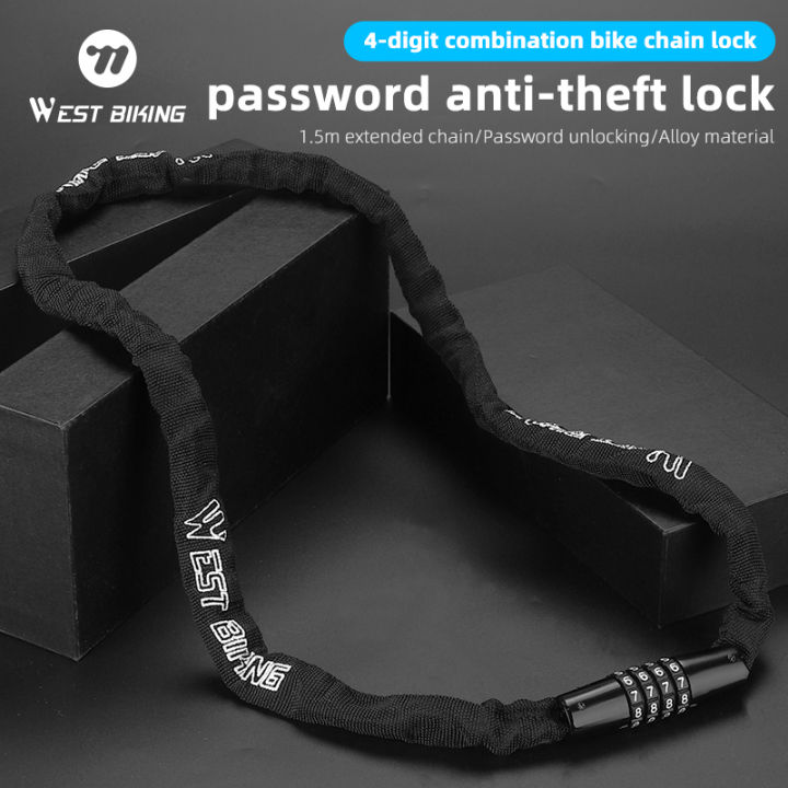 WEST BIKING Cycling Bike Lock MTB Road Bike Chain Lock Anti-Theft Lock ...