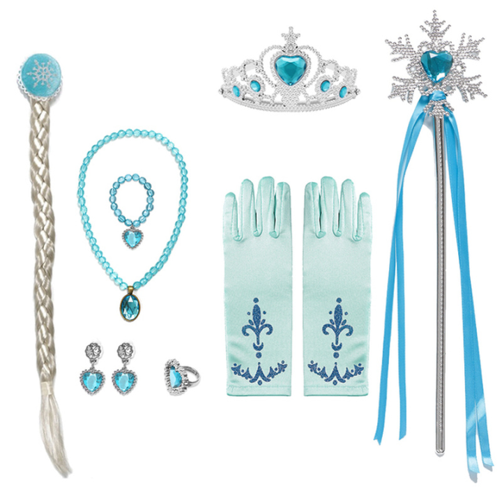 Girls Frozen Elsa Anna Sofia Crown Wand Gloves Scepter Necklace ...