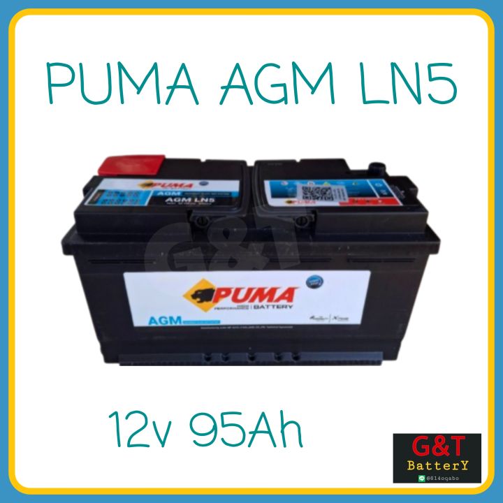 PUMA AGM LN5 แบตเตอรี่รถยนต์ 95Ah รองรับระบบ ISS แบตใหม่ปี 2025 แบตแห้ง DIN100 ขั้วจม พูม่า ...
