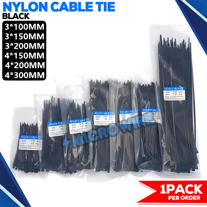 MW (100PCS) Black Heavy Duty Nylon Cable Ties – High-Quality Cable ...