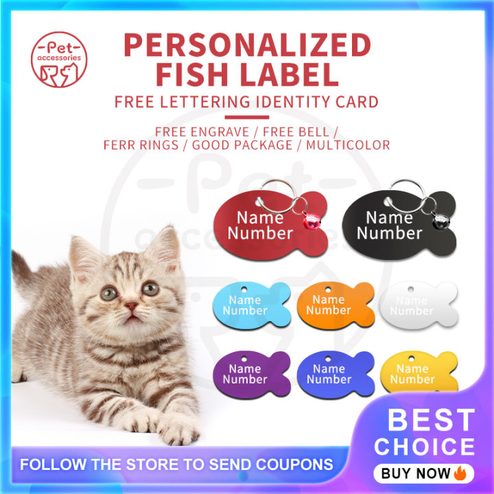 Pet Tag Cat Tag Fish type Personalized Name Engraved ID Tags For Fish ...