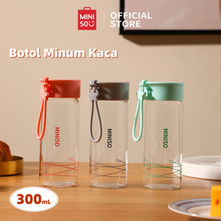 MINISO - Botol Minum Kaca 300ml Botol Air Minum Kecil BPA Free Kaca ...