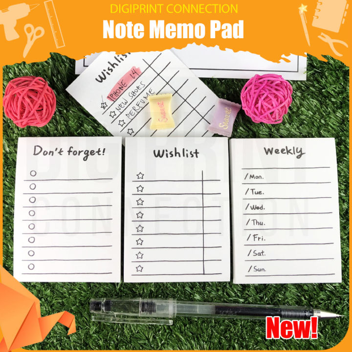 COD NEW 50 Sheets Basic Memo Pad Check List Weekly Plan Time Manage ...