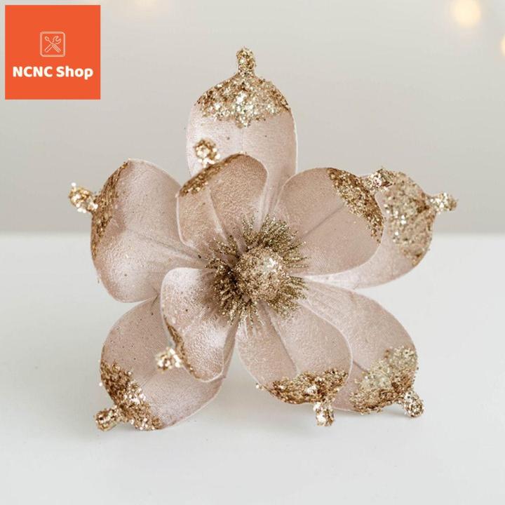 NCNC การจำลองแบบจำลอง ดอกไม้คริสต์มาสแวววาว ติดทนนาน ที่แขวนแขวน ดอกไม้ ...