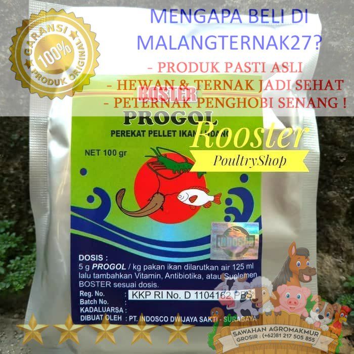 Boster PROGOL Perekat obat vitamin Pelet ikan dan udang 100 Gram ...