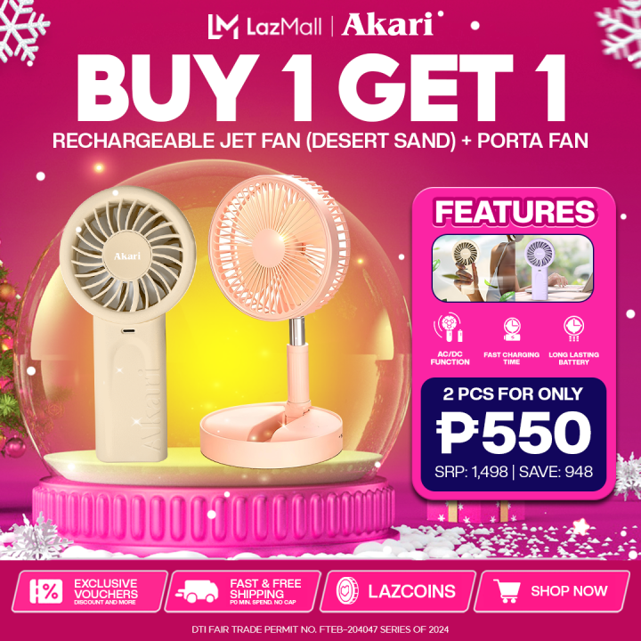 Akari Rechargeable Turbo Jet Fan (5 turbo Speed) - ARF-N90 + Akari 4 ...