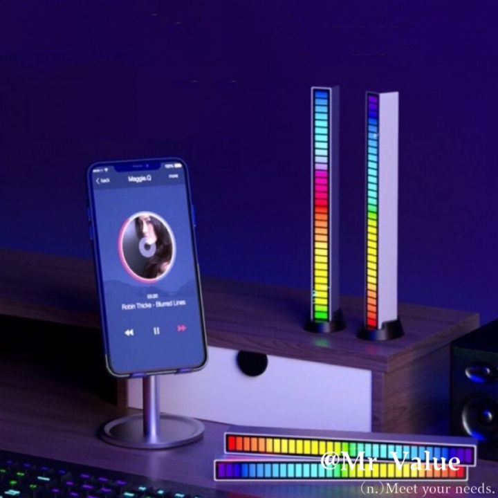 Black RGB Sound Control Creative LED Strip Rhythm Light Bar Atmosphere ...