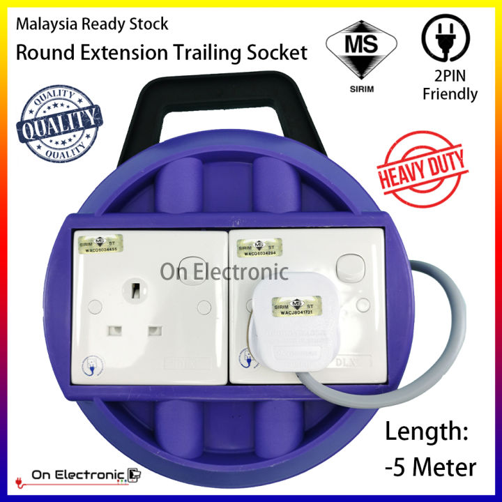 2Ways Round Extension Trailing Socket Plug Adapter Penyambung Wayar ...
