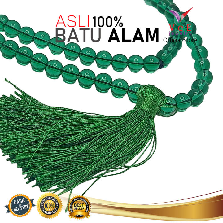 Tasbih 99 Butir Batu Giok China Asli 8mm Hijau Tua Natural- VeE Kalung ...