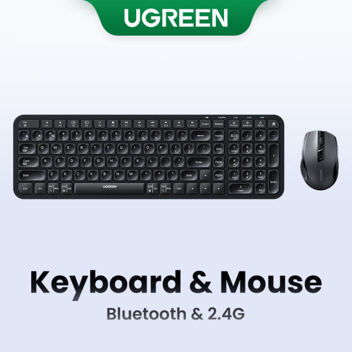UGREEN K356 Wireless Keyboard Bluetooth 5.0 and USB 2.4G Plug-and-Play, Full-Size, Spill ...