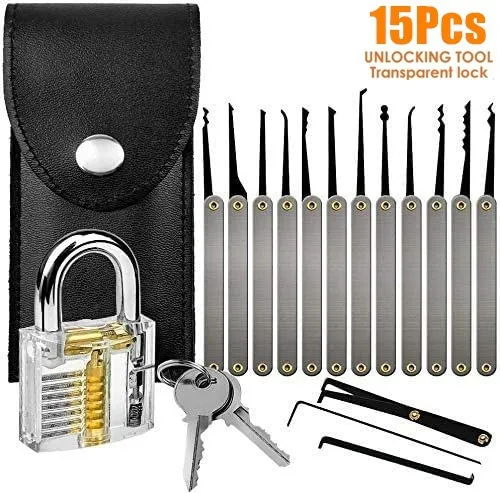Unlocking Tool 15pcs/Set + Transparent Lock Padlock Durable Practical ...