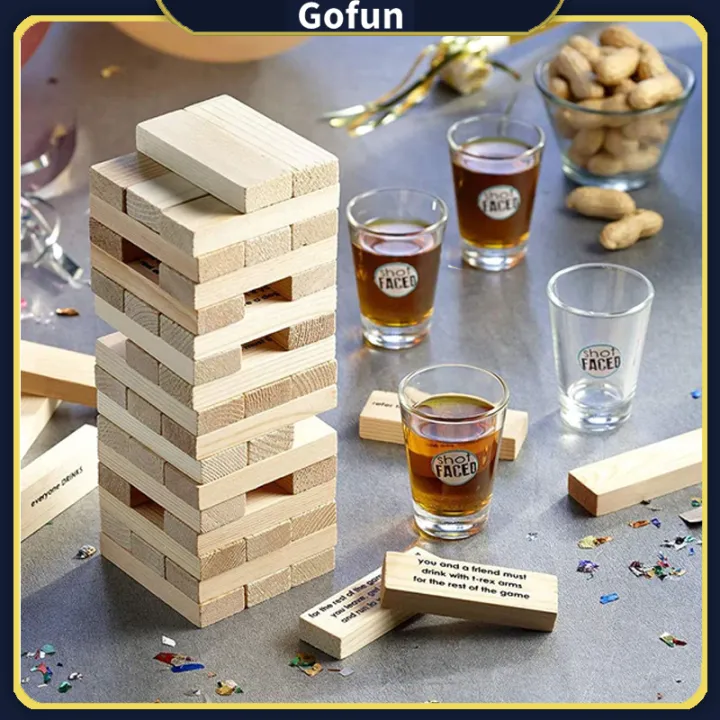 Drunken Tower Shot Glass Drinking Board Game 4 Shot Glasses 60 Stacking ...