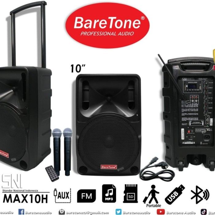 SPEAKER PORTABLE BARETONE 10 INCH MAX10H SPEAKER KARAOKE BARETONE ...