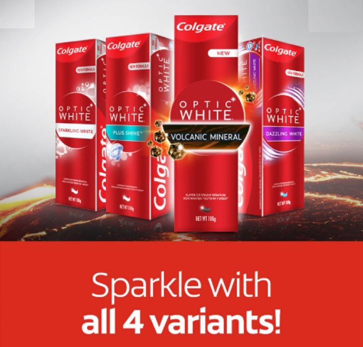 Colgate Optic White Volcanic Mineral / Plus Shine / Sparking / Dazzling ...
