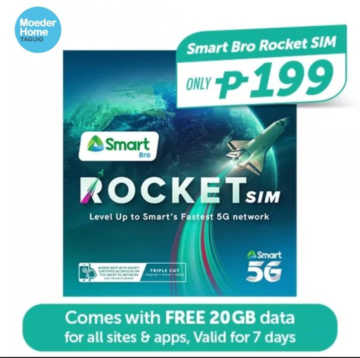 SMART Rocket Sim ! 15 Days Unli Data ! / 20Gb for 7 Days | Lazada PH