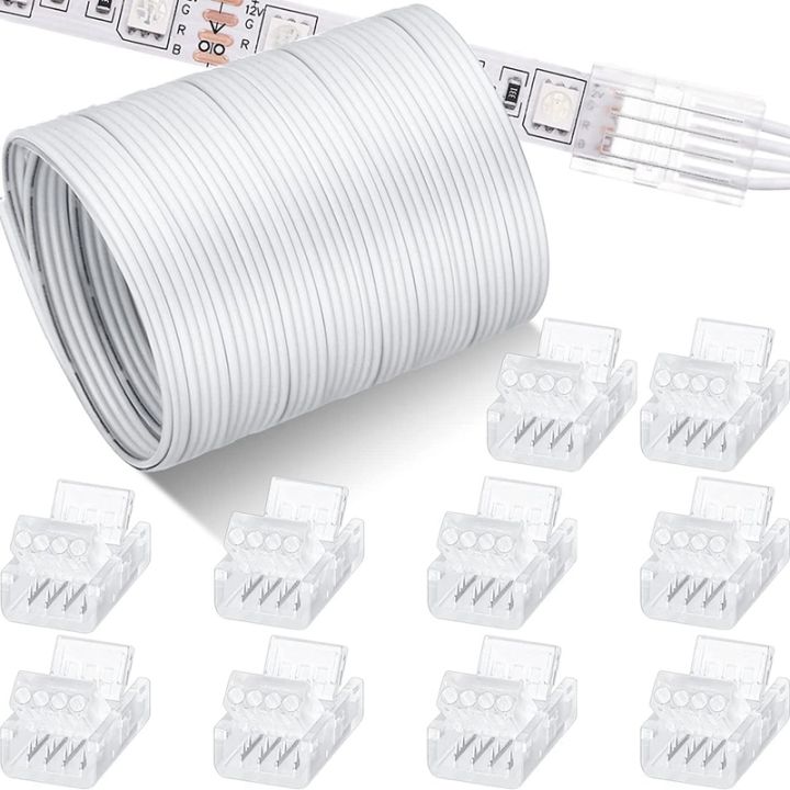 RGB Extension Cable Wire Cord 4 Pin 10 mm LED Light Strip Connectors ...