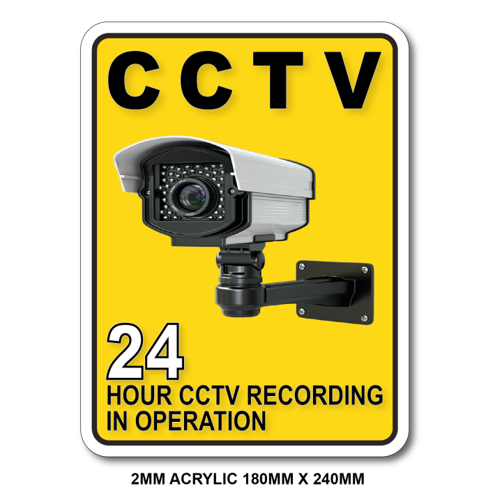CCTV 24 HOUR RECORDING IN OPERATION ACRYLIC SIGN BOARD 180MM X 240MM X ...