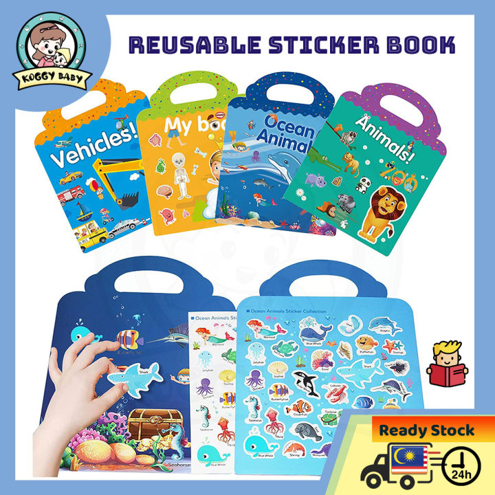 KOGGY Reusable Children Sticker Book Quiet Book Kids Fun Learning ...