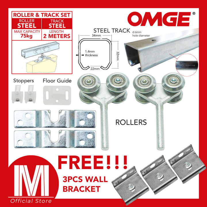Omge Steel Roller and 2-meter Door Track for Sliding Door 80kg with ...