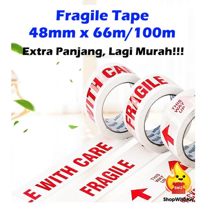 【ShopWithJoy】 Fragile Tape 48mm x 66m / 48mm x 100m High Adhesive ...