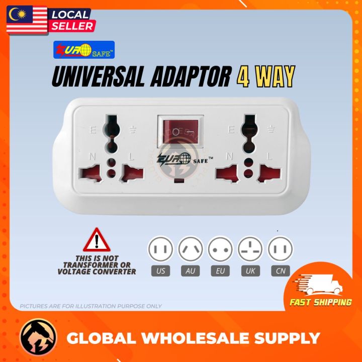 [READY STOCK] Eurosafe/ME 4-Way Multi Adaptor Pin Universal Adaptor ...