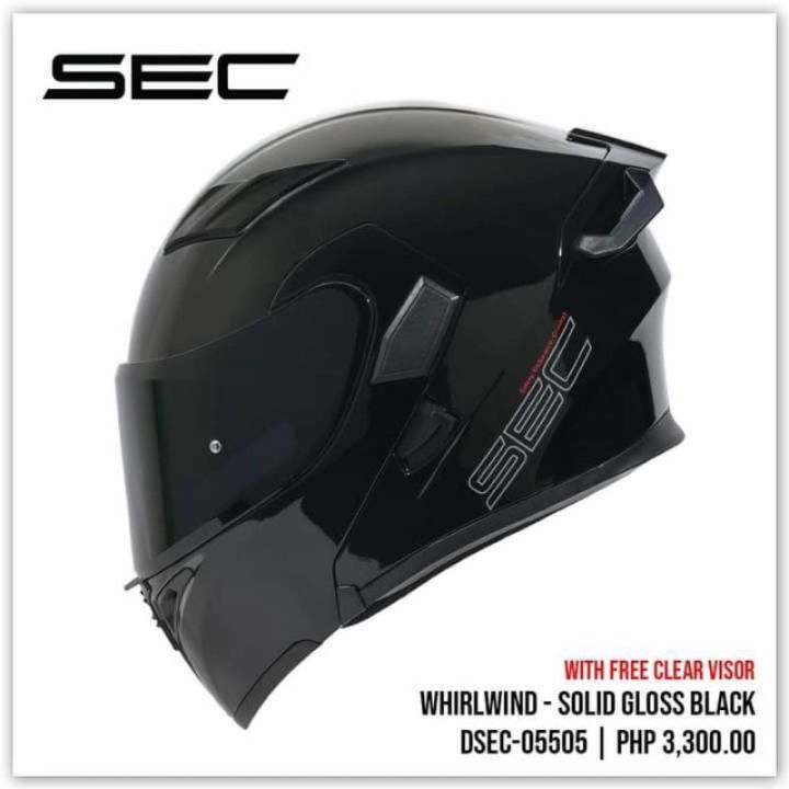Sec helmet Whirlwind modular dual visor with free clear lens and ...