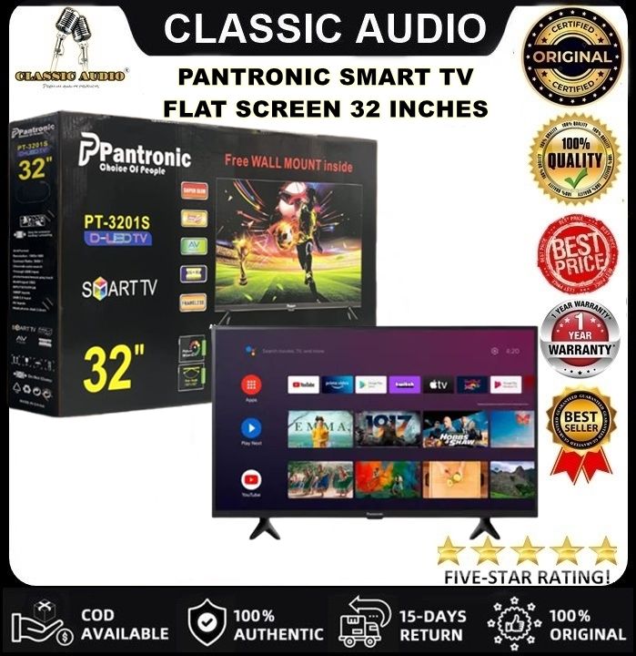 PANTRONIC SMART TV FLAT SCREEN 32 INCHES BY CLASSIC AUDIO (ORIGINAL ...