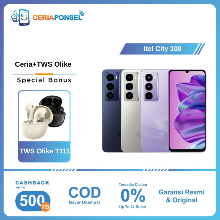 Itel City 100 8/128GB Unisoc T7250, 5200mAh, 18W Fast Charge | Garansi ...