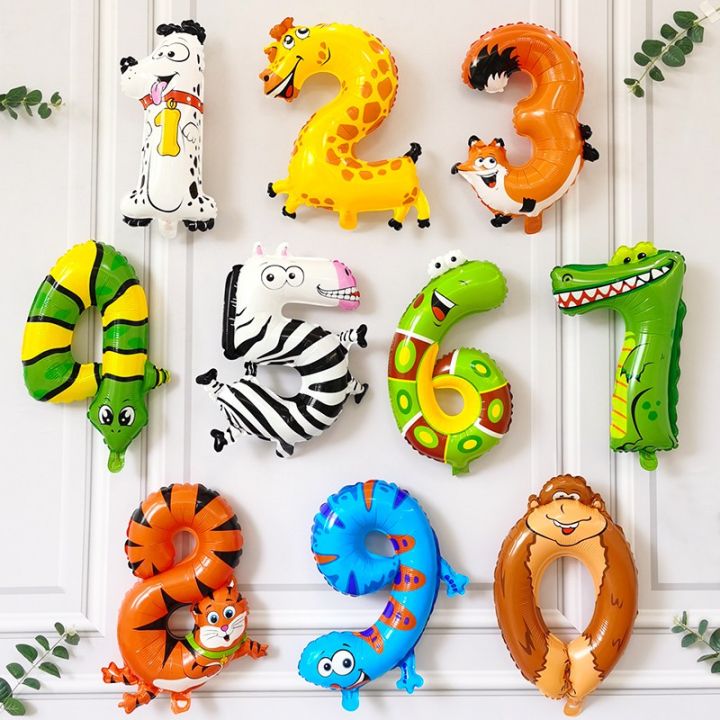 16inch digital number animal cartoon aluminum film balloon baby shower ...