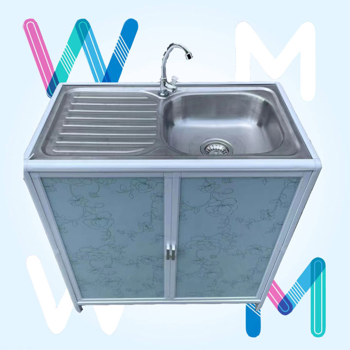 Portable Kitchen Storage Double Sink Aluminum Rack with Sink Kitchen ...