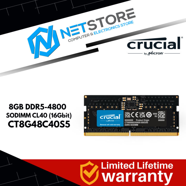 CRUCIAL 8GB DDR5-4800 SODIMM CL40 (16Gbit) - CT8G48C40S5 | Lazada