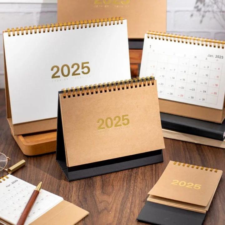 2025 Desk Calendar with Monthly Planner, Retro Kraft Paper Design ...