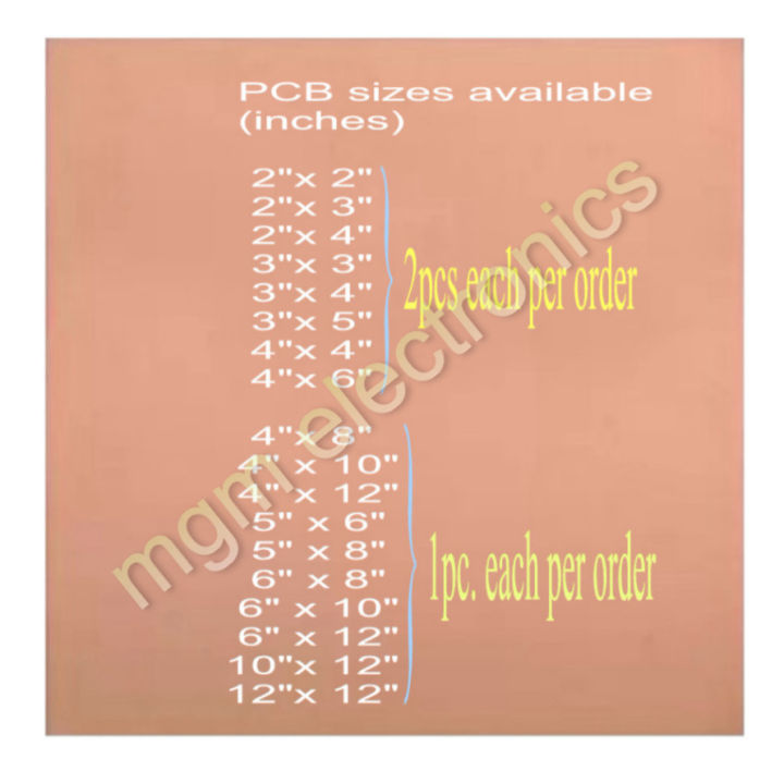 PCB board Copper Clad Single Sided (Plain) 2each (2x2, 2x3, 2x4, 3x3 ...