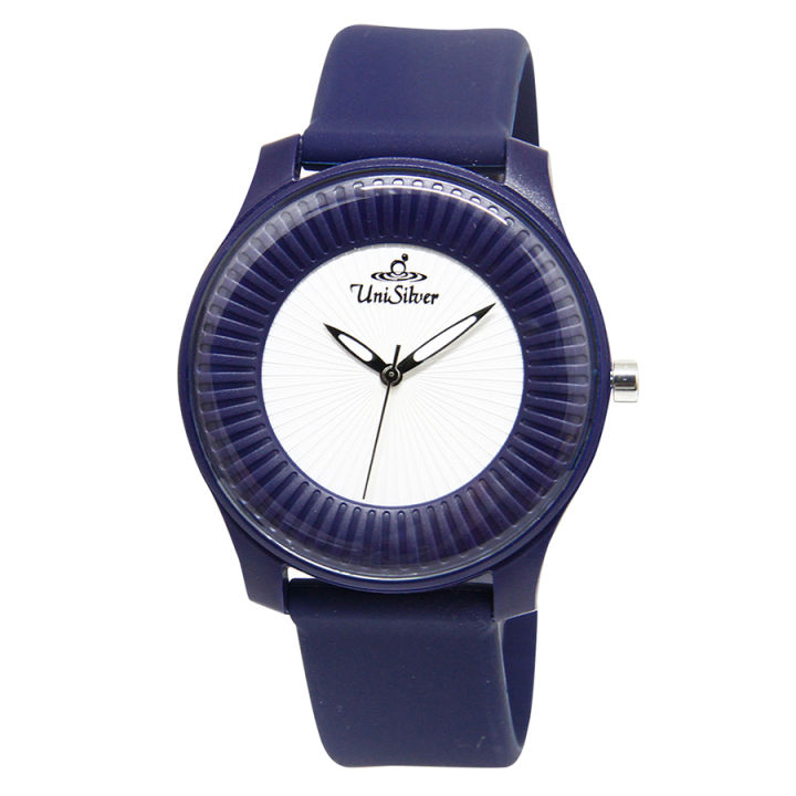 UniSilver TIME OPSIS REON Men's Large Analog Silvery White/Dark Blue ...