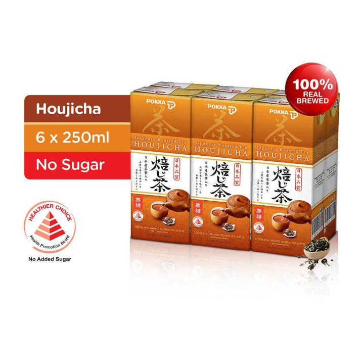 Pokka Houjicha Japanese Roasted Green Tea No Sugar (6 x 250ML) | Lazada ...