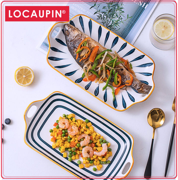 Locaupin12'' Rectangle Dinner Plates , Japanese Glazed Ceramic Plate ...